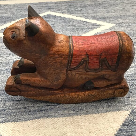 Other | Folk Art Solid Wood Rocking Cat | Poshmark